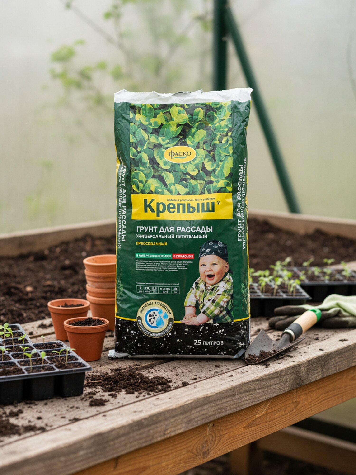 Грунт для рассады Фаско Крепыш брикетированный питательный 25 л, торф, Россия
