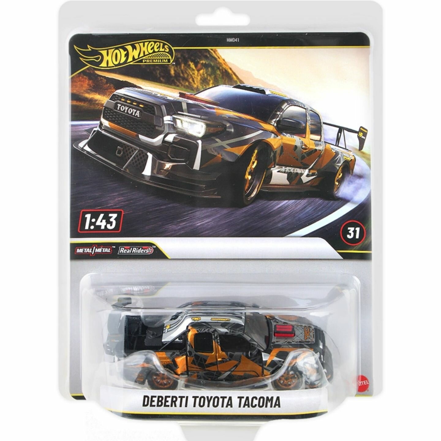 Hot Wheels Premium Модель автомобиля Deberti Toyota Tacoma, масштаб 1:43, литая коллекционная модель (Deberti Toyota Tacoma)
