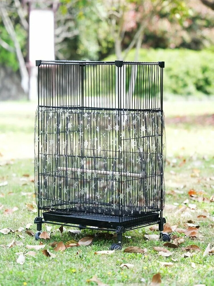 Сетка для клетки для попугаев , Серебряная снежинка, чехол на клетку от шелухи и перьев 37X220CM