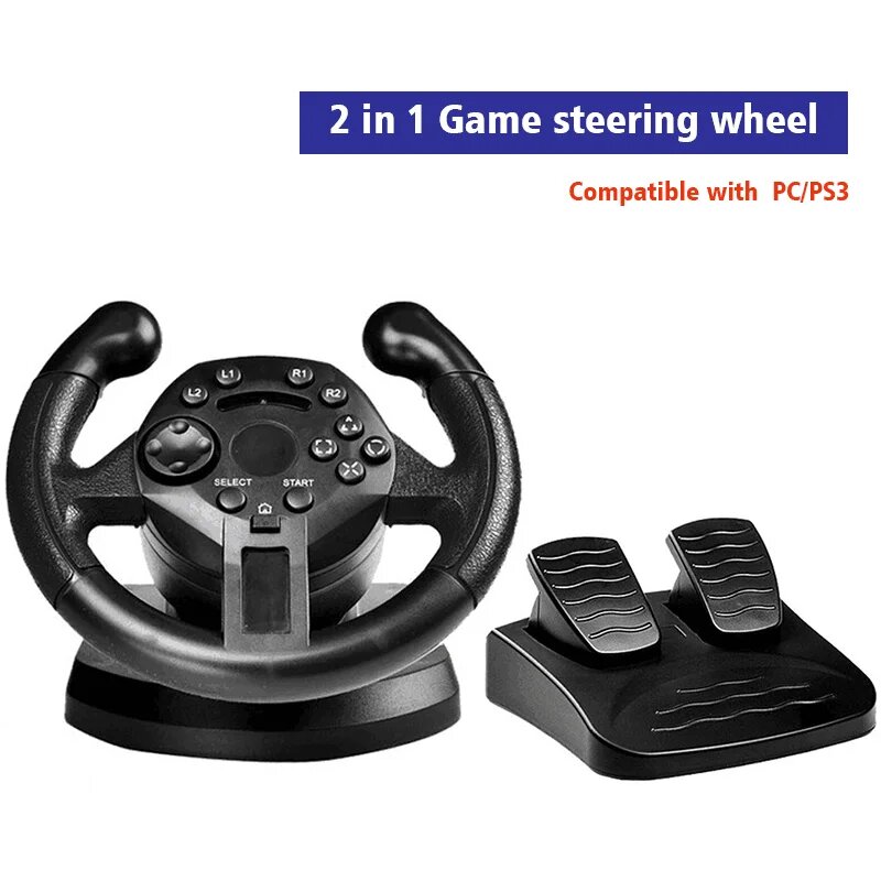 DATA FROG Руль YJ0629215 для ПК/PS2/PS3/Xbox 360 Черный, 2 in 1