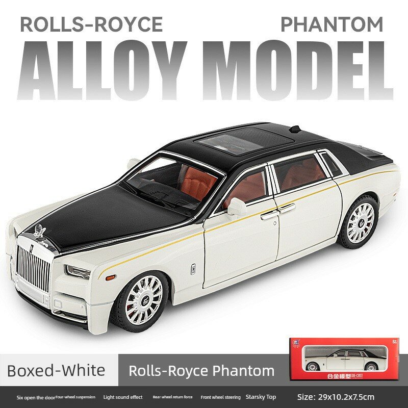 Модель автомобиля 1:18, алюминиевый сплав, Роллс-Ройс Фантом, белый цвет, коллекционная игрушка