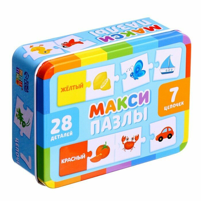 Умные макси-пазлы «Изучаем цвета», 7 цепочек, 28 деталей