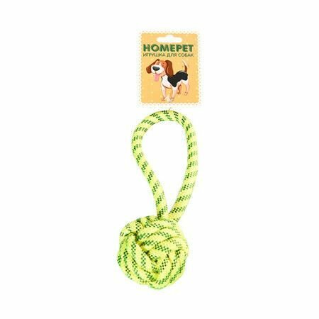 HOMEPET Игрушка для собак Seaside, узел из каната с петлей желто-синий