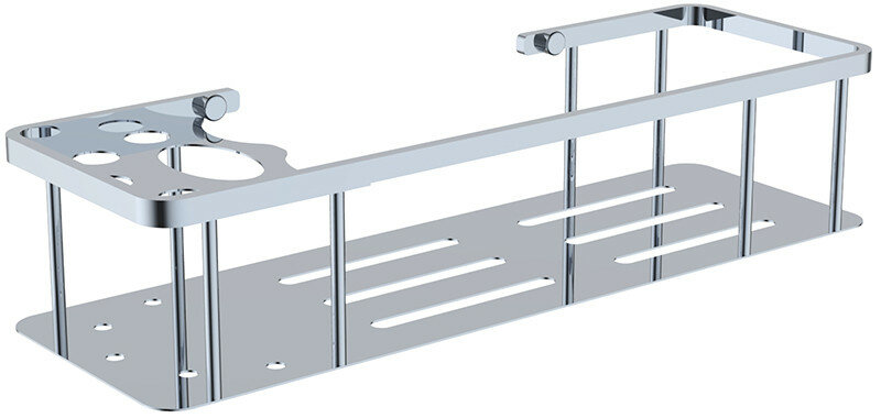 Полка для ванной KAISER KH-5260 с держателем для зубных щёток настенная прямая хром