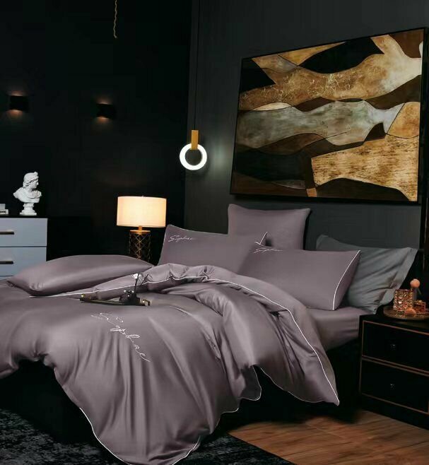 Комплект Постельного белья Евро Candies - Коричневый, простыня на резинке