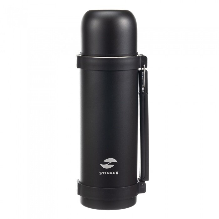 Stinger HY-1200-11BLK Термос stinger, 1,2 л, широкий с ручкой, нержавеющая сталь, чёрный, 12,4 х 10,2 х 31,8 см