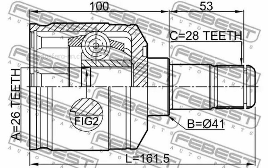 FEBEST 2211CARNLH Шрус внутренний левый 26x41x28