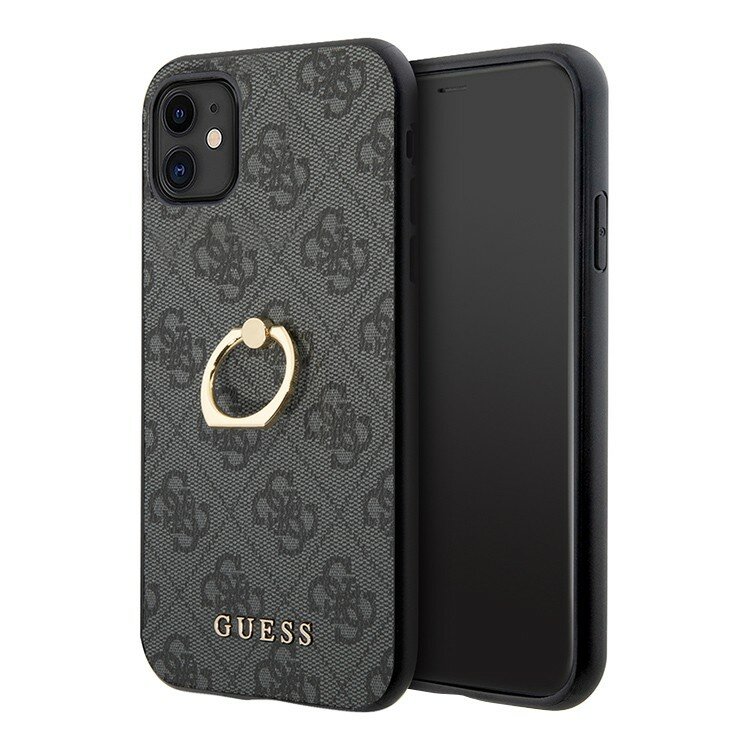 Guess для iPhone 11 чехол PU 4G + Ring Hard Grey
