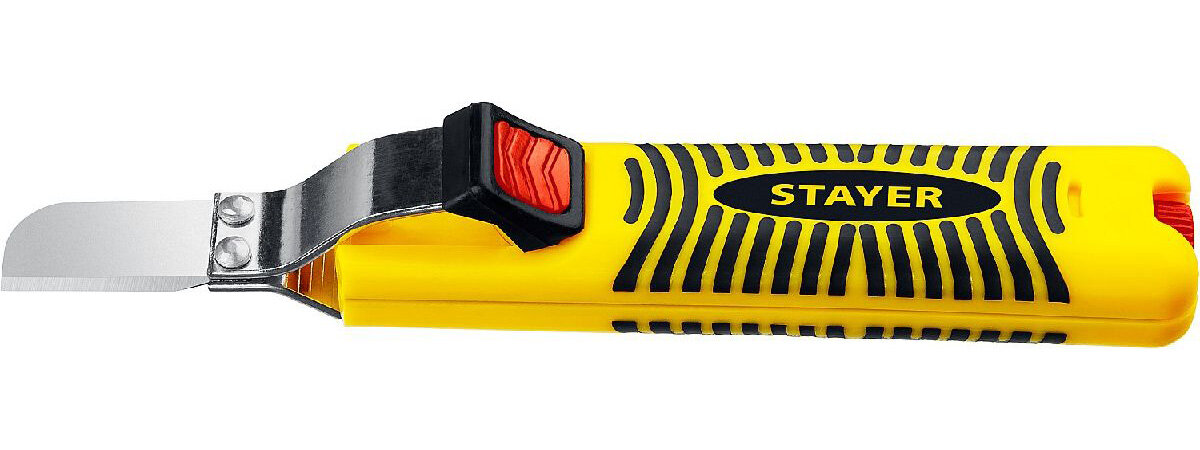 Стриппер для снятия изоляции кабелей STAYER диаметр 8-28 мм с ножом и защитным колпачком