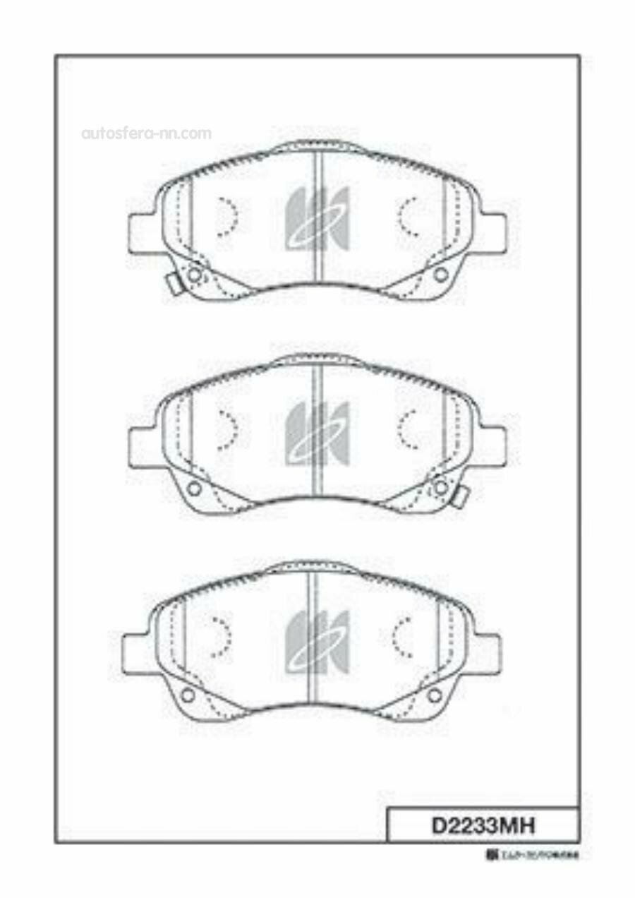 KASHIYAMA D2233MH колодки тормозные, передние (С антискрипной пластиной) TO AVENSIS T25 03-, COROLLAVERSO R10 04-