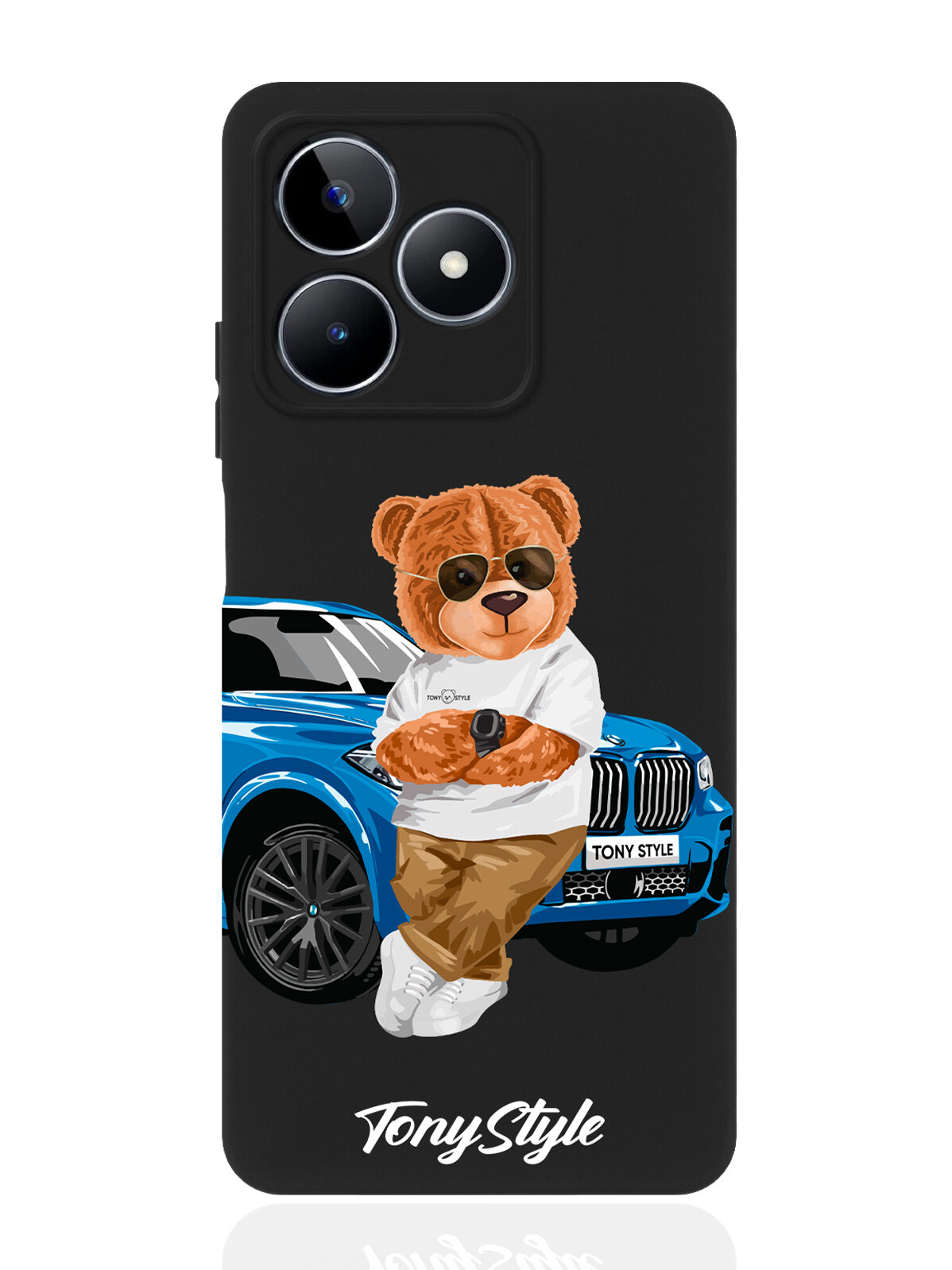 Чехол для смартфона Realme C53/ Narzo N53 черный силиконовый Tony Style с машиной