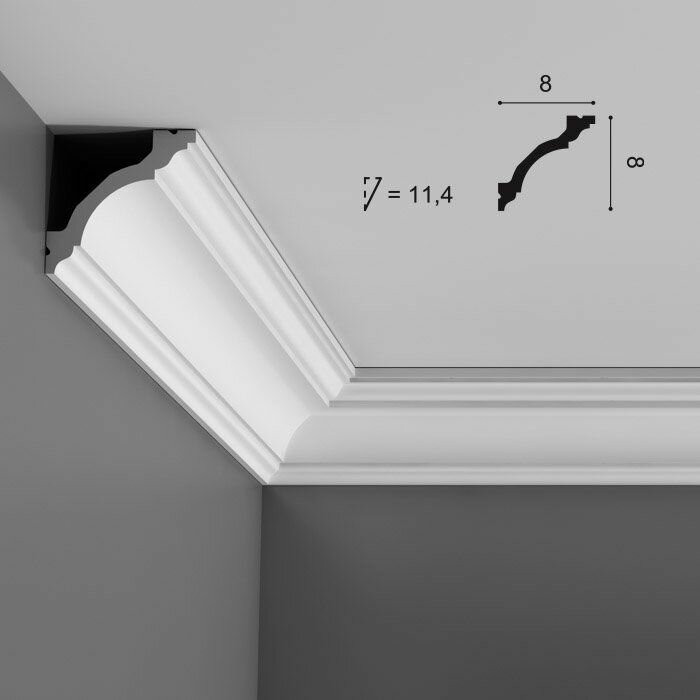Карниз Гладкий Orac Decor С213 Д200xШ8xВ8 см Лепнина из Полиуретана / Орак Декор.
