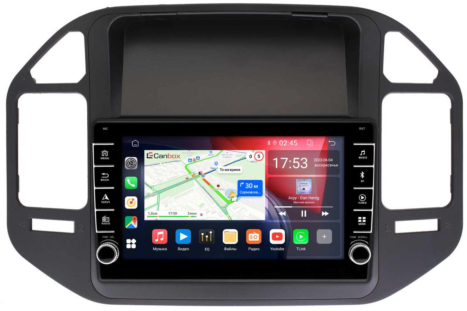 Штатная магнитола Canbox BGTR9-266 Mitsubishi Pajero 3, Montero 3 1999-2006 (черная) Android 10.1 (IPS, DSP, CarPlay)