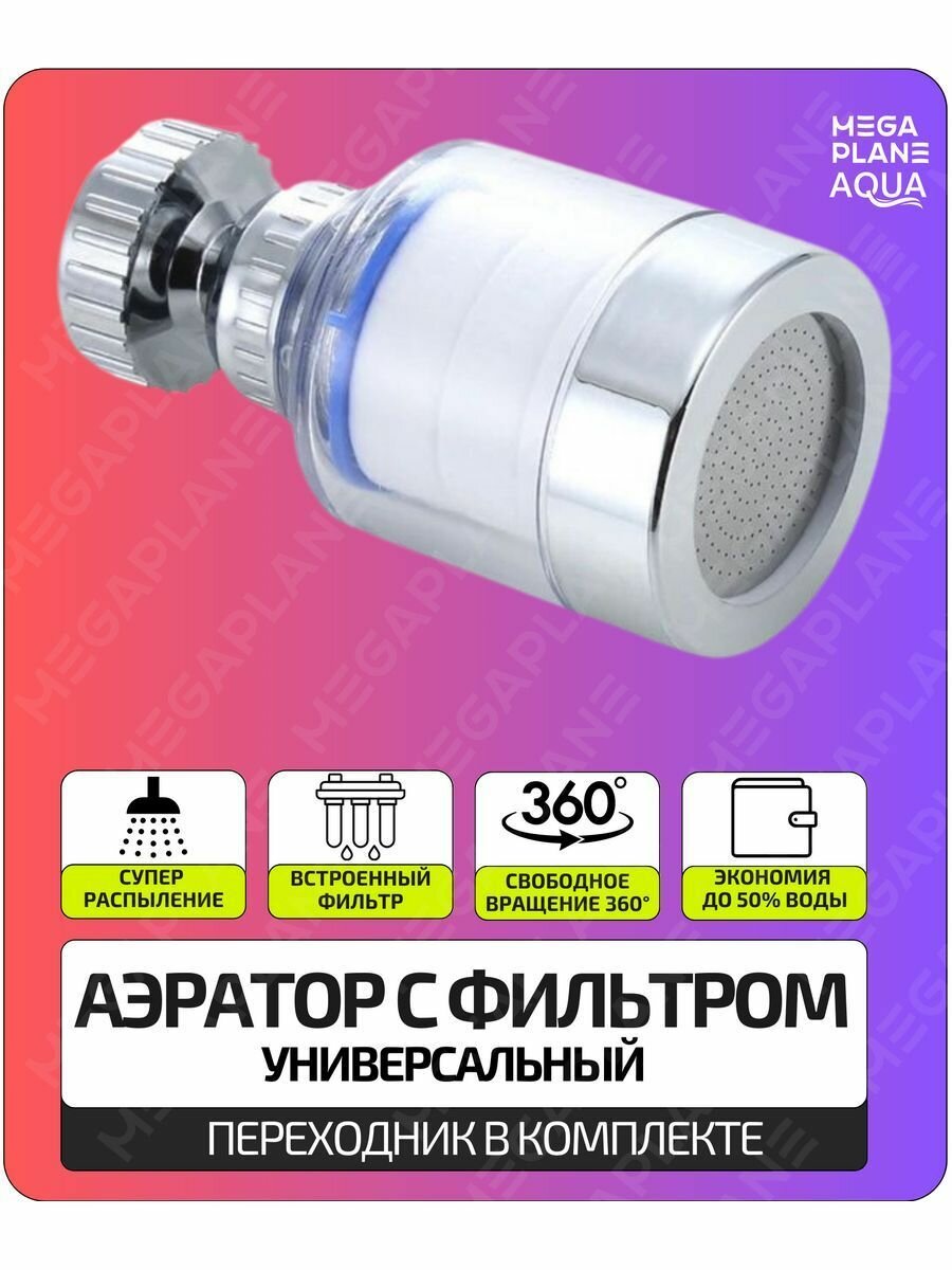 Аэратор для смесителя с фильтром универсальный, на шарнире