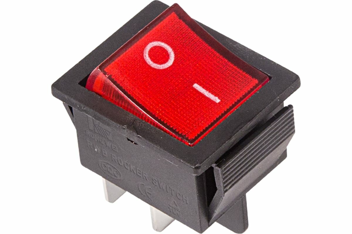 Клавишный выключатель REXANT 250v 16а (4с) on-off красный с подсветкой (rwb-502, sc-767, irs-201-1) 36-2330-1