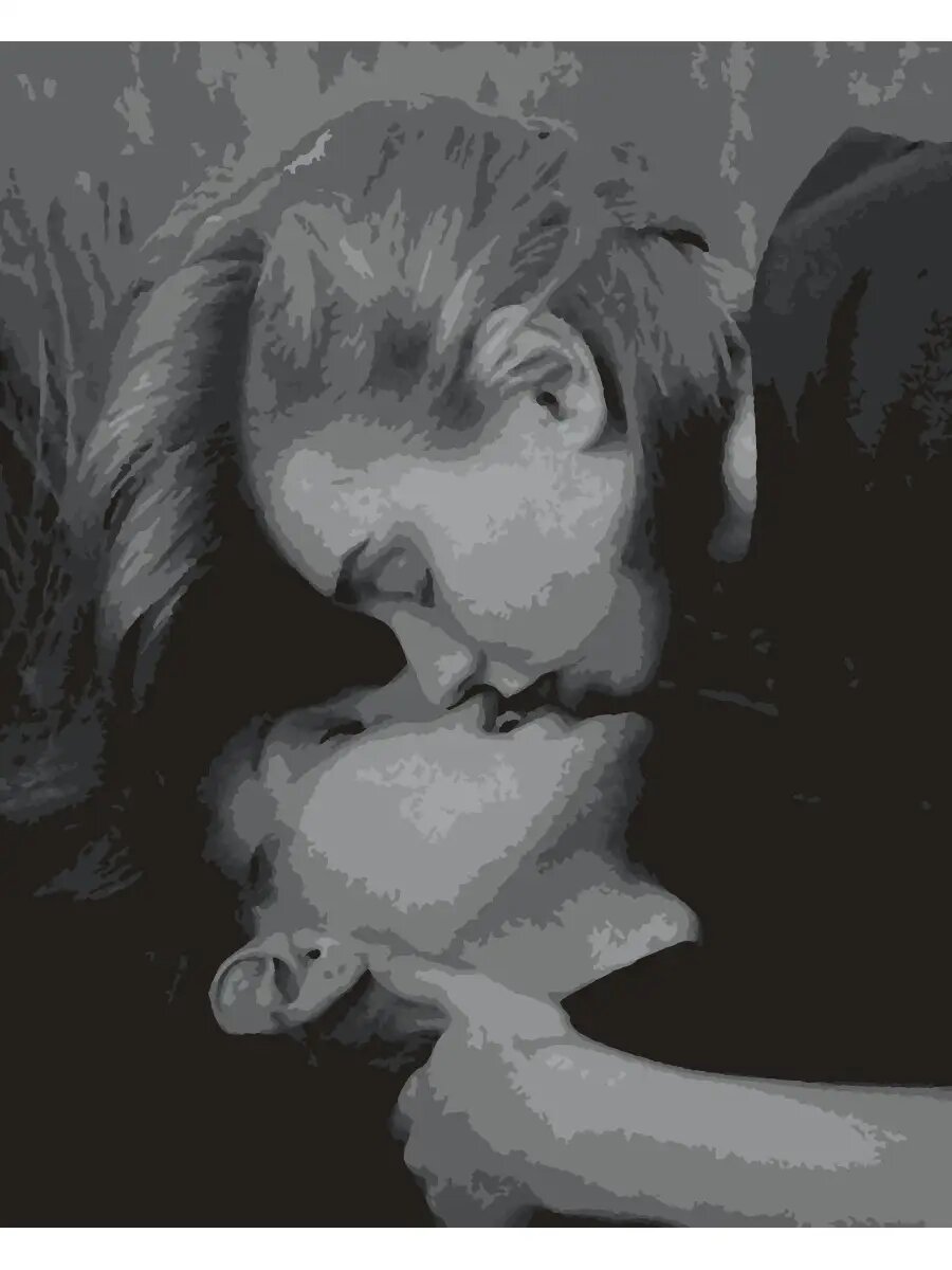 Картина по номерам "Любовь. Пара. Страсть. Нежность", 40x50 см, холст, на подрамнике, с красками