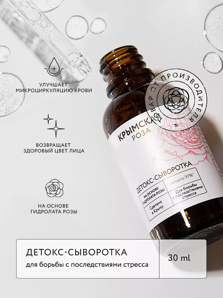Сыворотка для лица Детокс на основе гидролата розы