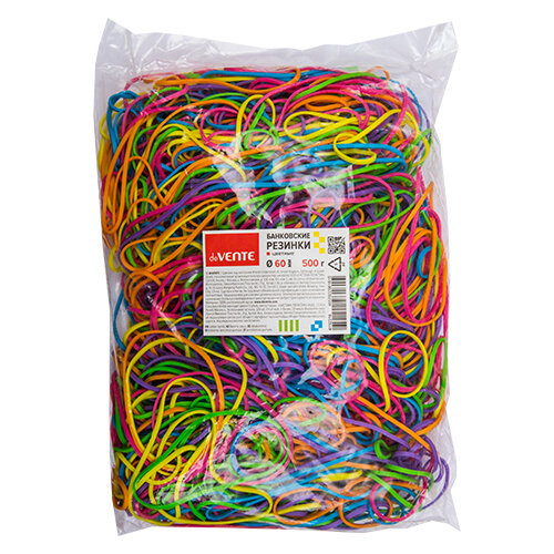 Резинки банковские "deVente", разноцветный, упаковка 500 г, длина 60 мм