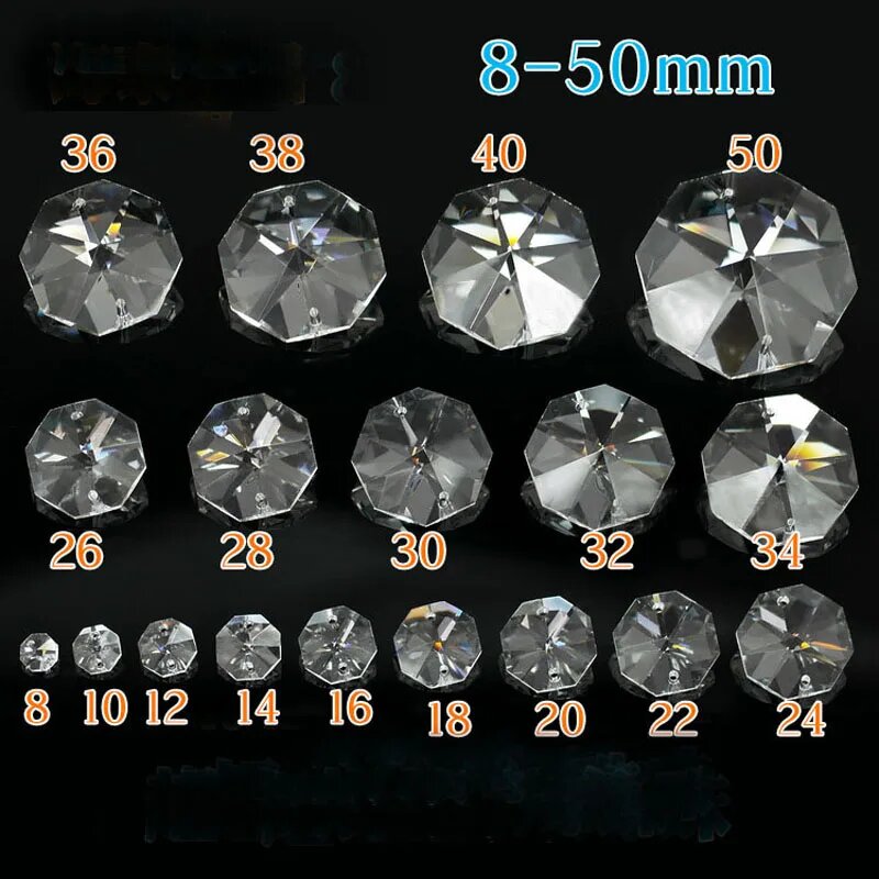 Прозрачные хрустальные Восьмиугольные бусины Camal 8-34 мм, 2 отверстия, люстра, детали лампы, гирлянда, нить, свадебное украшение стола, ремесло, сделай сам