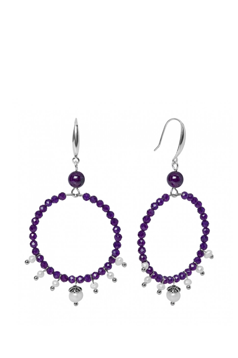 Серьги с подвесками, аметист