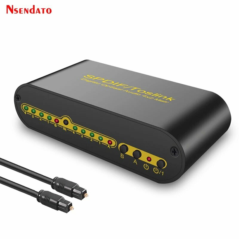 Цифровой оптический аудио-видео коммутатор Nsendato Spdif 4x2 EU Plug, With battery
