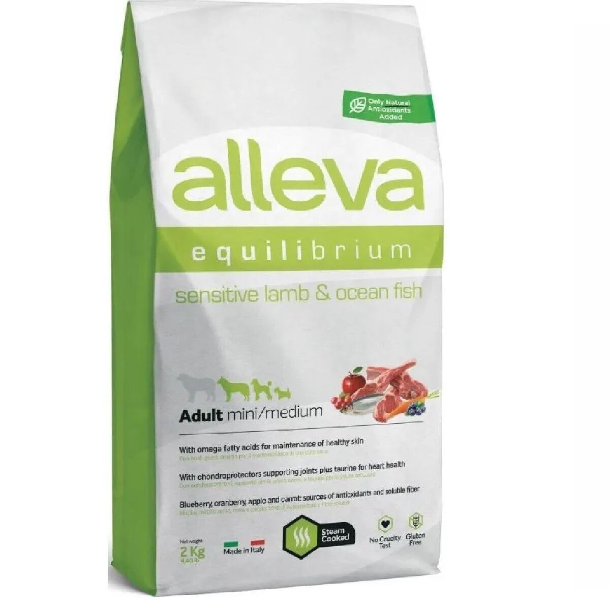 ALLEVA EQUILIBRIUM Корм сухой для взрослых собак мелких и средних пород Сенситив с ягненком и океанической рыбой 2 кг