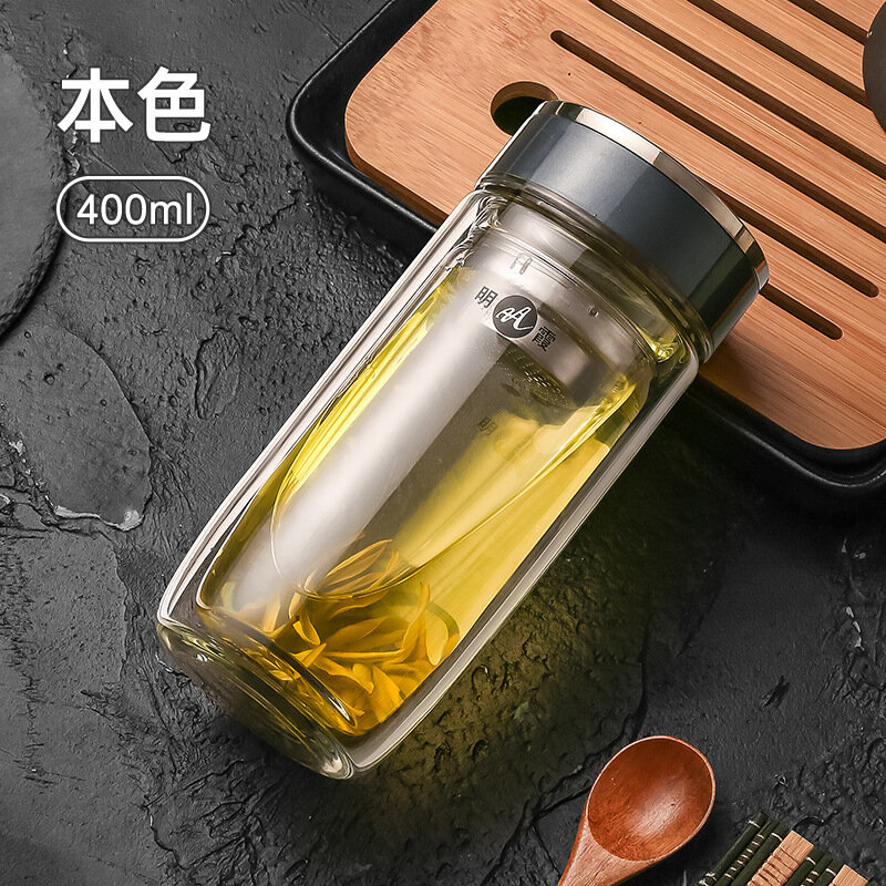 Двухслойная стеклянная чашка Mingxia из высокого боросиликата, чашка в форме гусиного яйца с фильтром, чайная чашка, подарок для мужчин, оптовая продажа