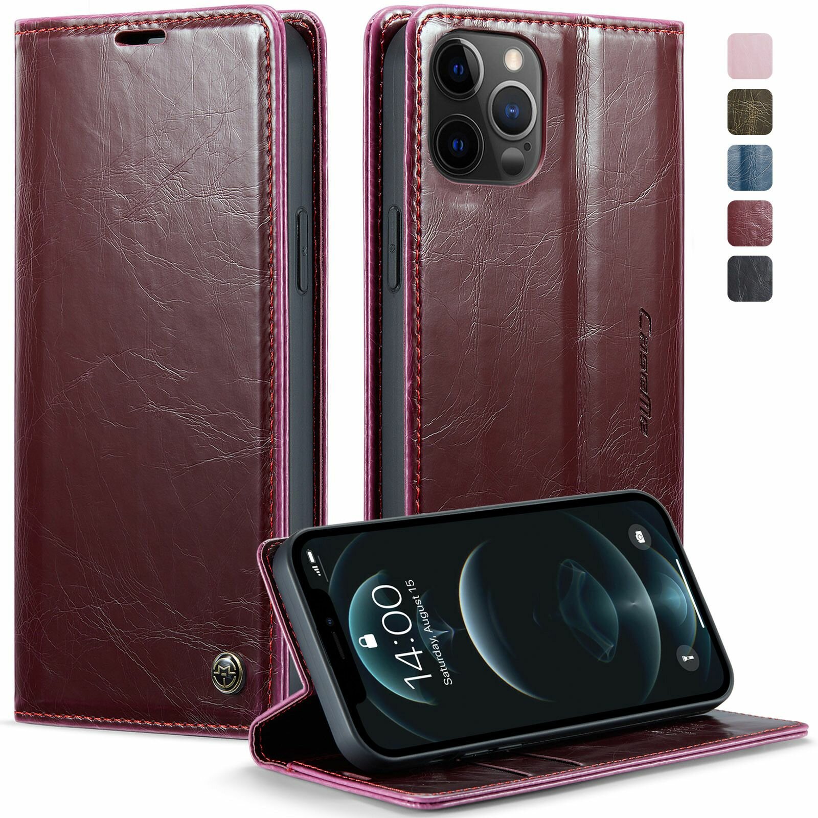 CaseMe Кожаный книжка чехол для Apple iPhone 12 Pro Max (Эпл Айфон 12 Про Макс)
