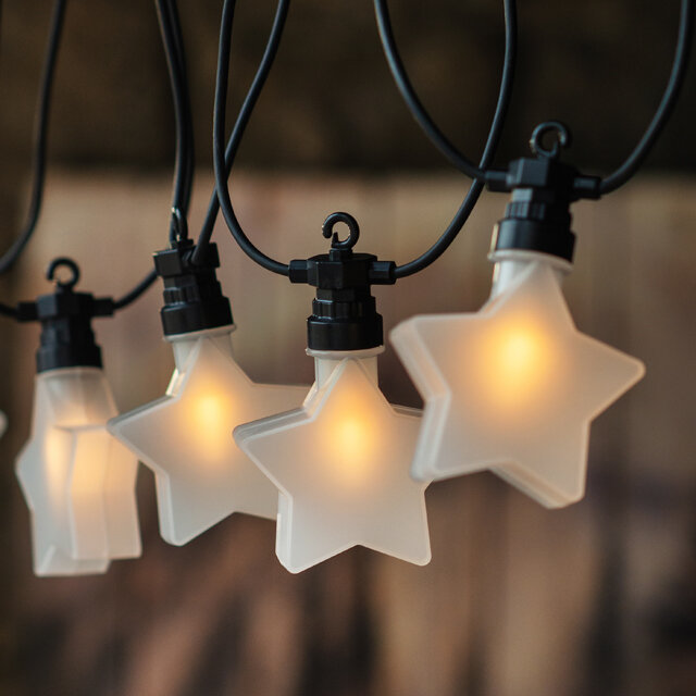 Гирлянда из лампочек Star Party Lights 10 м, 20 ламп, теплые белые LED, черный ПВХ, соединяемая, контроллер, IP44, Winter Deco, ECO-020F-FS-BWW-A