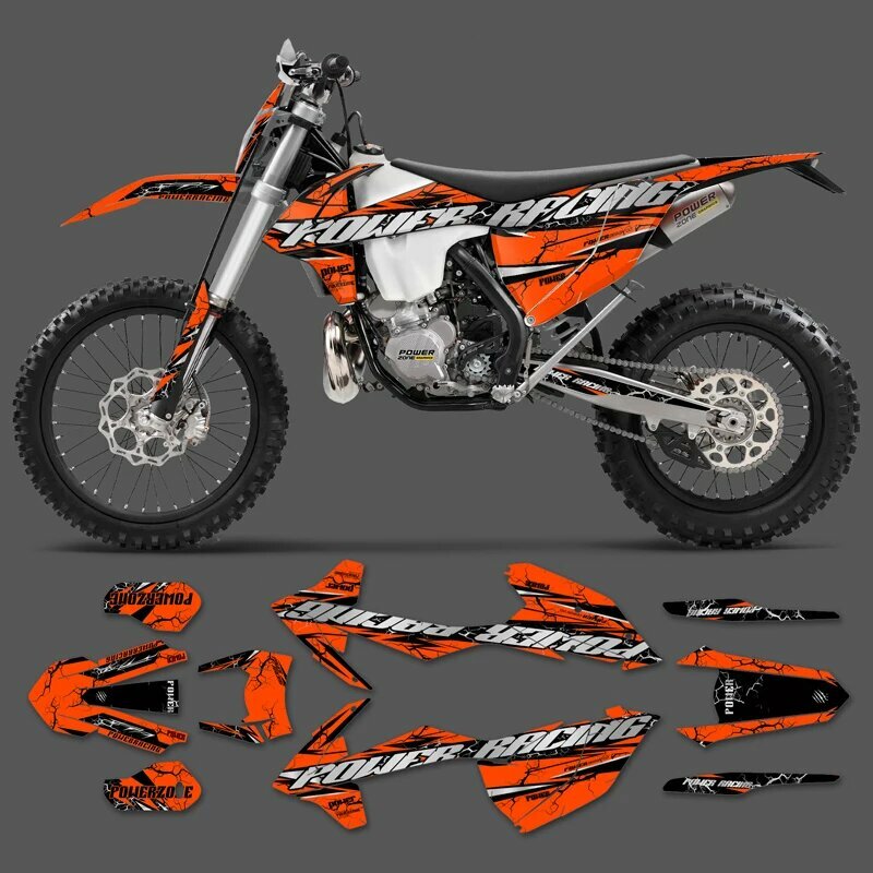 PowerZone пользовательские графические фоны для команды, набор наклеек для KTM SX SXF MX 2016-2018 EXC XCW Enduro 2017-2019 от 125 до 500 куб. см Оранжевый, 17-19 EXC EXCF -3