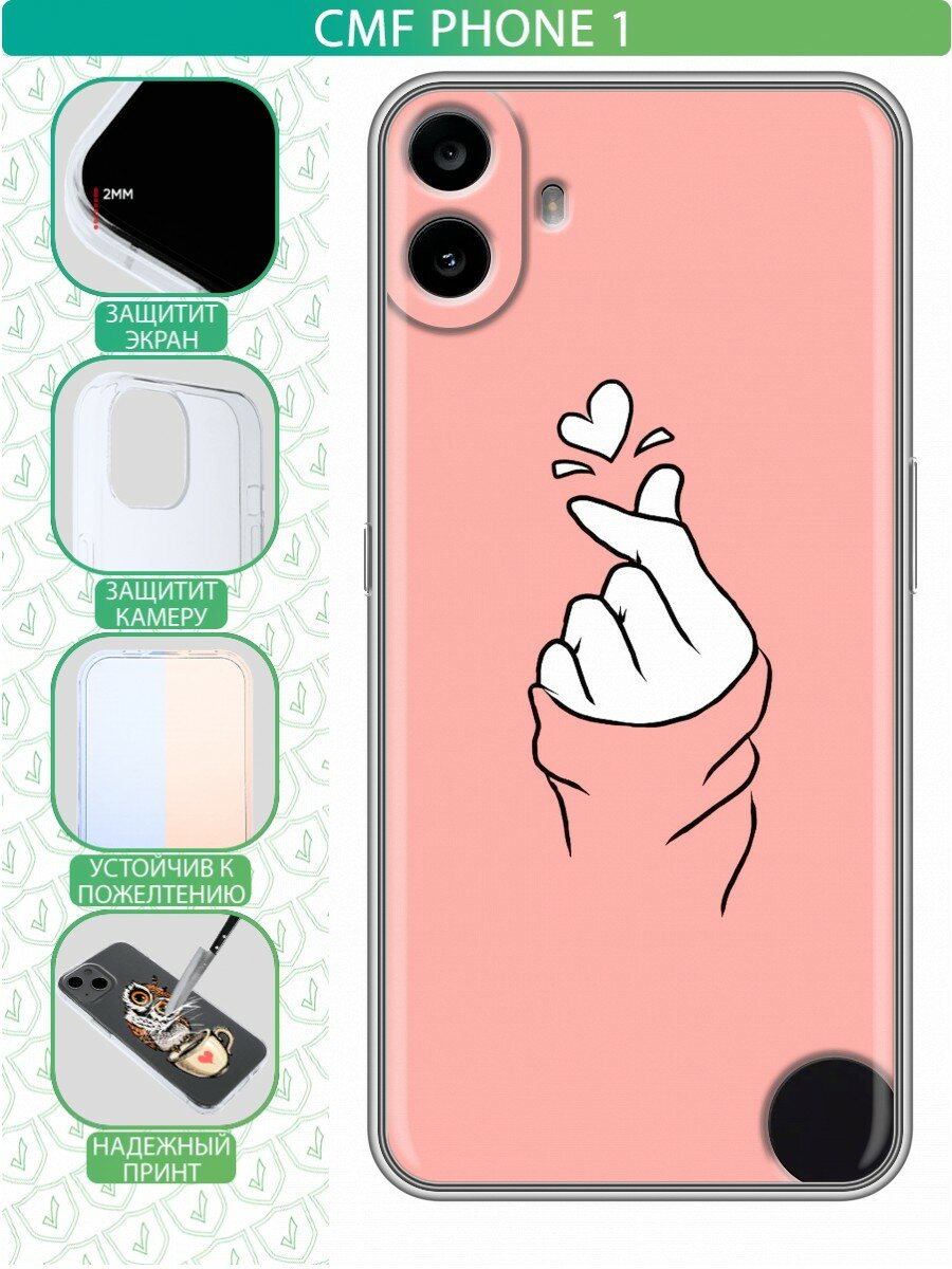 Чехол для Nothing CMF Phone 1 с принтом для женщин с сердечком пальцами (Насинг СМФ Фон 1)