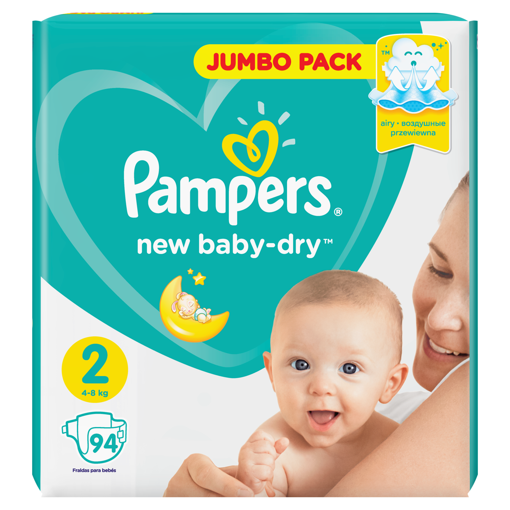 Подгузники Pampers New Baby Dry для новорожденных 4-8 кг, 2 размер, 94 шт