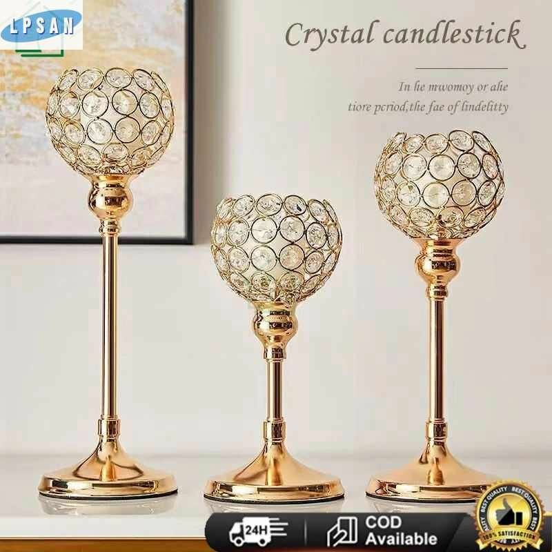 Набор Хрустальный Подсвечник одходит для свадеб, дней рождения, Рождества и домашнего декора(золотой,17CM,22CM,27cm)