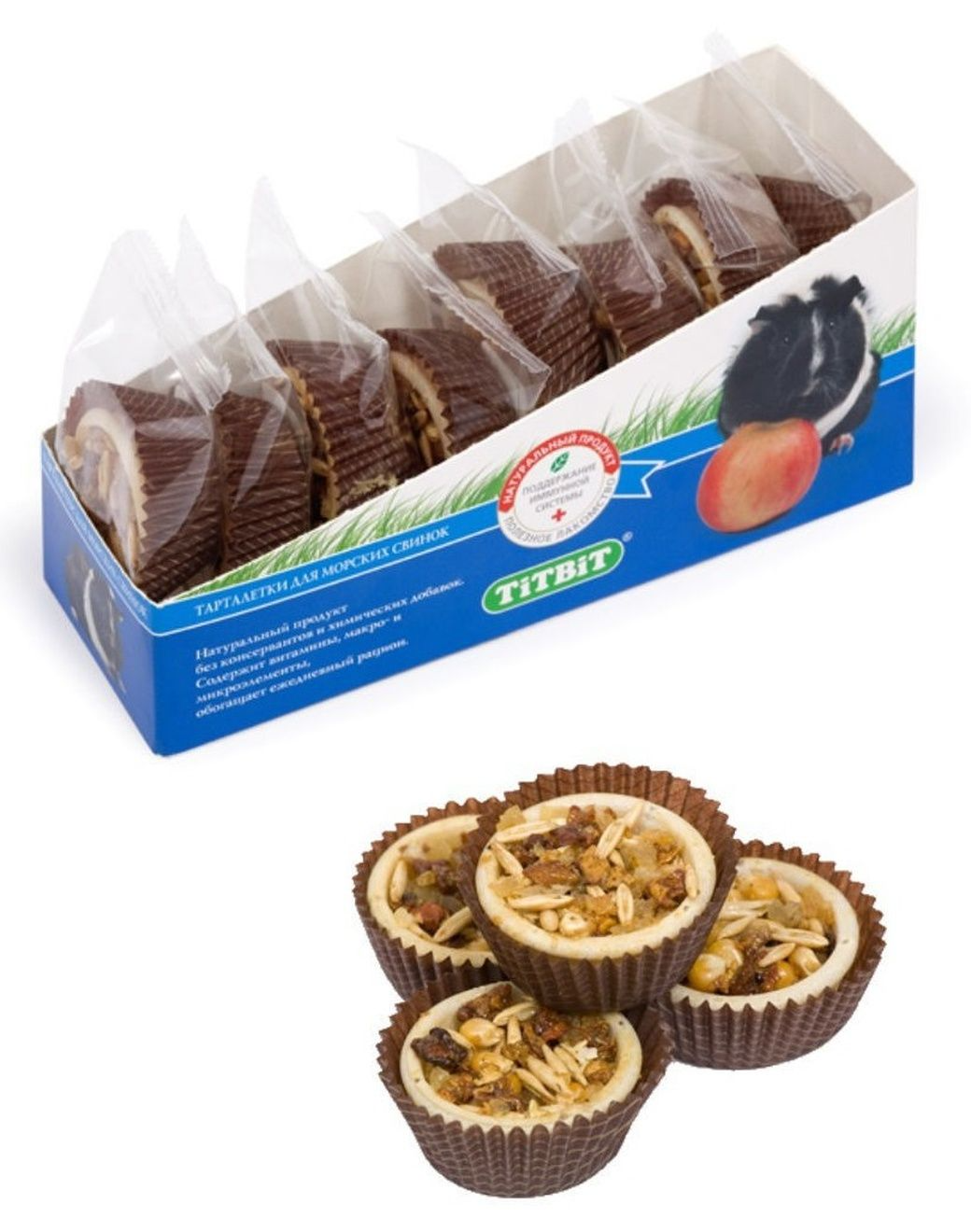 Лакомство Titbit тарталетки с тыквой и ананасом для морских свинок и кроликов (64 г)