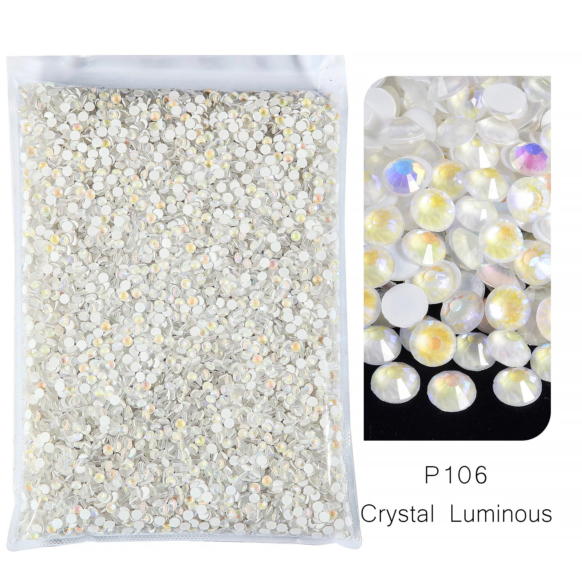 Стеклянные стразы для ногтей, Белый, Crystal Luminous, SS6-14400Pcs