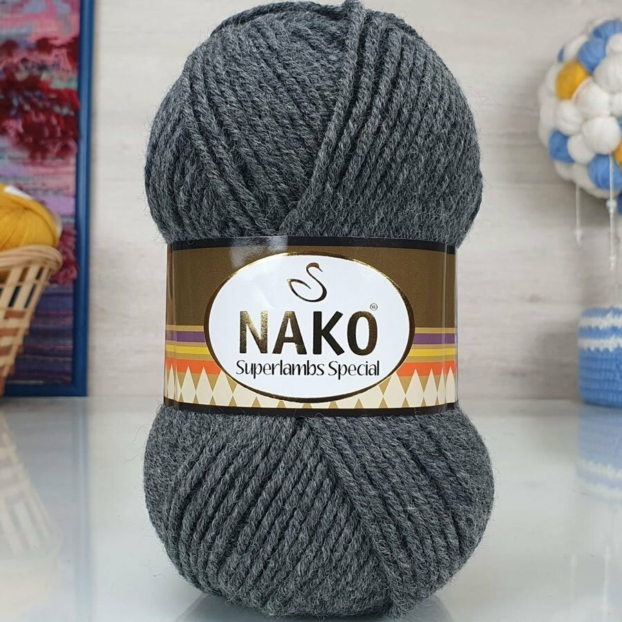 Пряжа Nako SUPERLAMBS SPECIAL 193 т. серый (5 мотков)