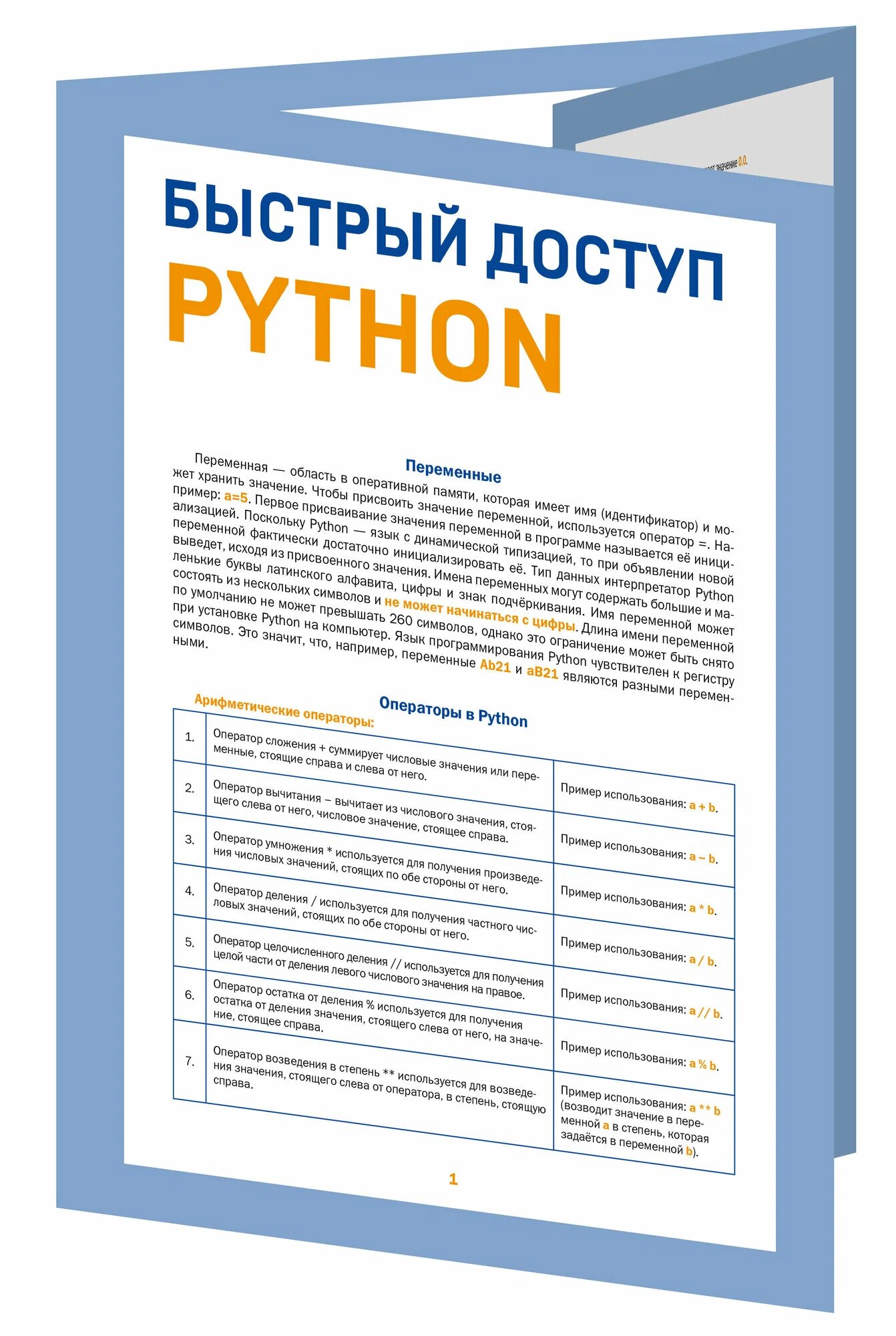 Быстрый доступ Python советы функции подсказки шпаргалка буклет для начинающих Успенский К 12+