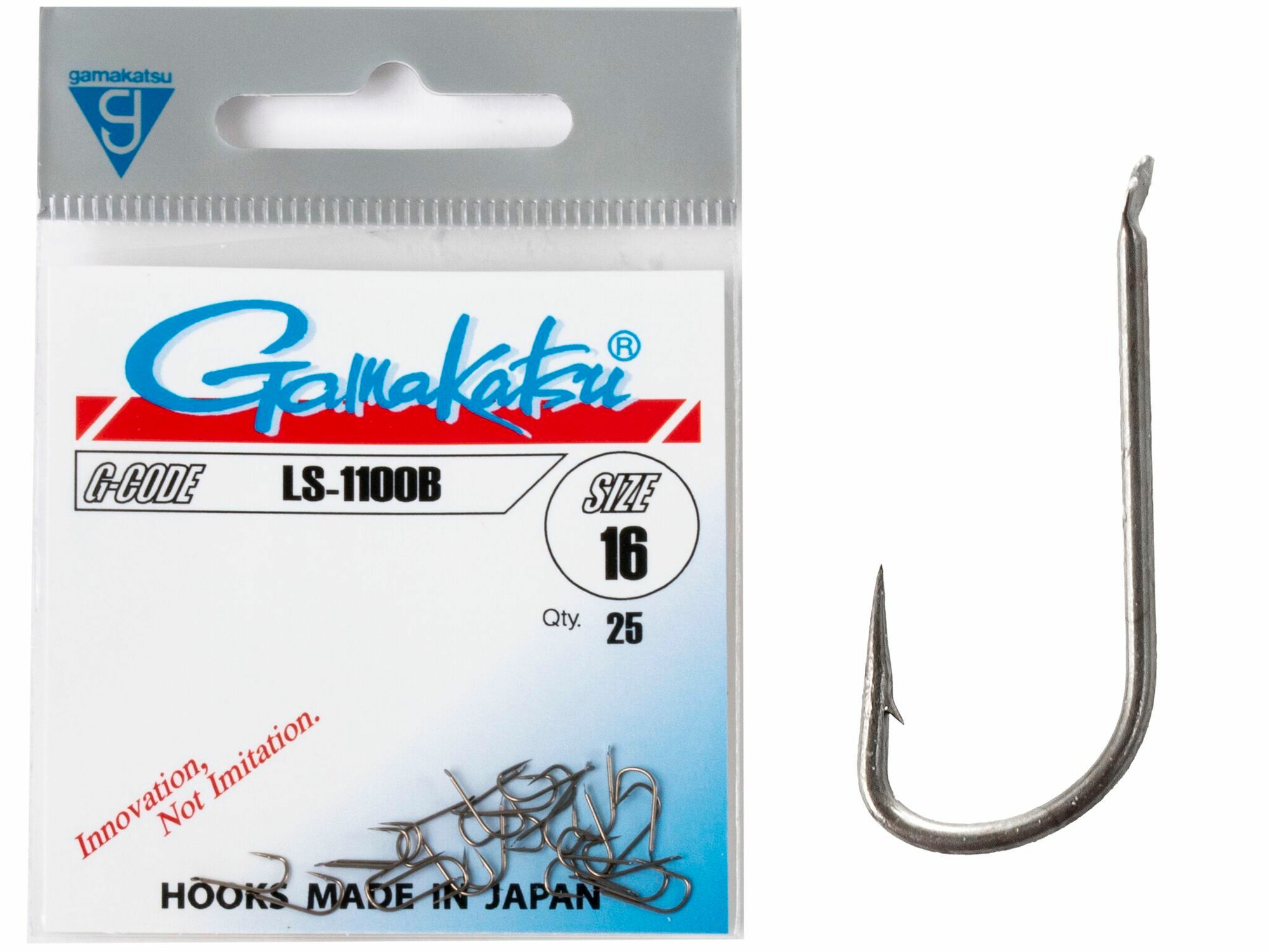 Крючки для рыбалки одноподдевные металлические набор на щуку и сома, Gamakatsu LS-1100B HOOKS BRONZE разм. 16 25шт. по 1 упак, снасти карповые летние Япония