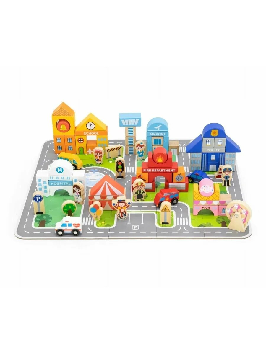 Конструктор деревянный Город в ведре 100 дет. 44705