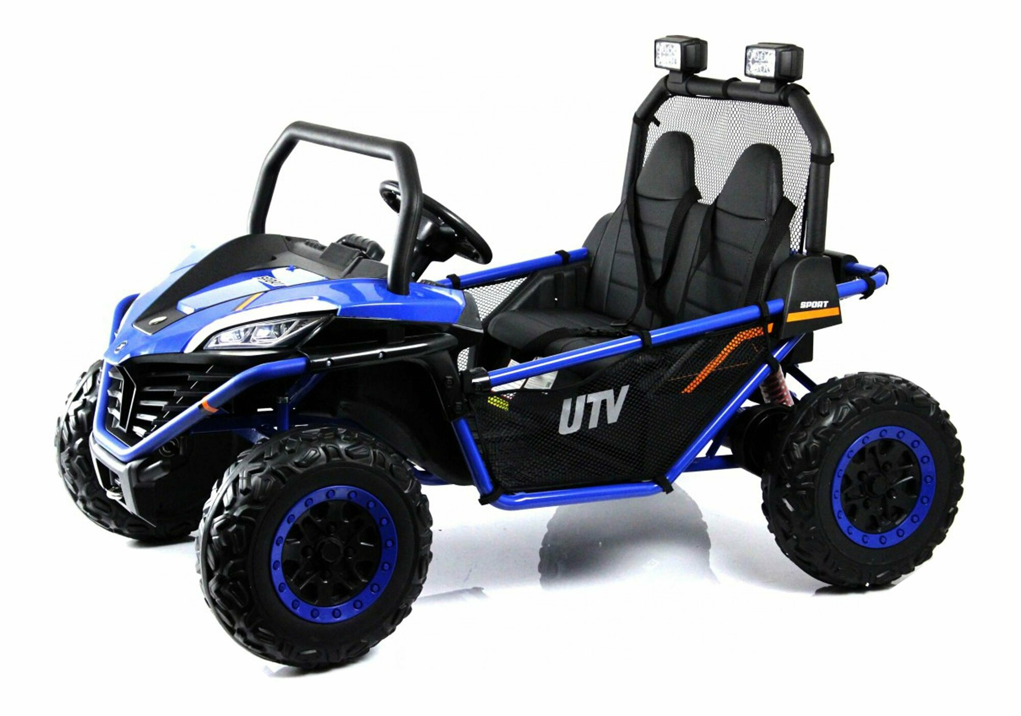 Детский электромобиль Rivertoys P555PP синий с дистанционным управлением, двухместный