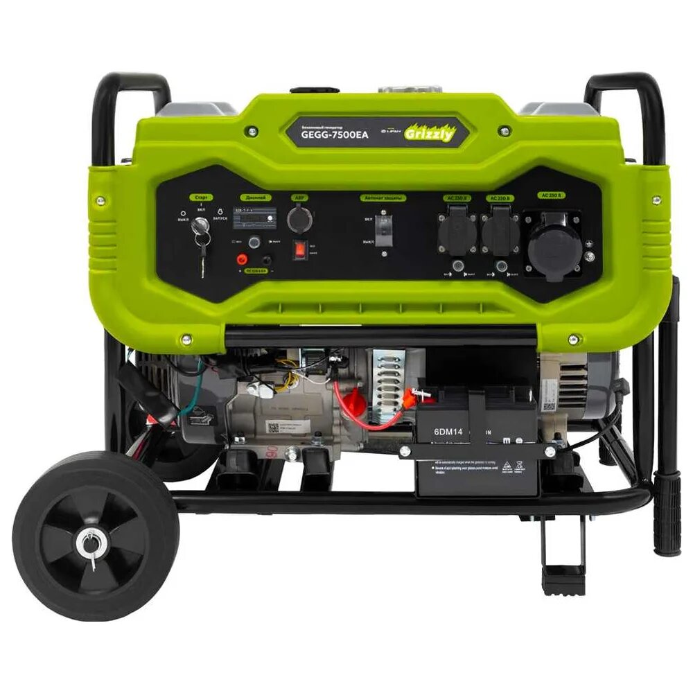 Бензиновый генератор Grizzly GEGG-7500EA с мощностью 7.5 кВт, 30-литровым баком и экономичным расходом топлива 2.9 л/ч для надежного электроснабжения