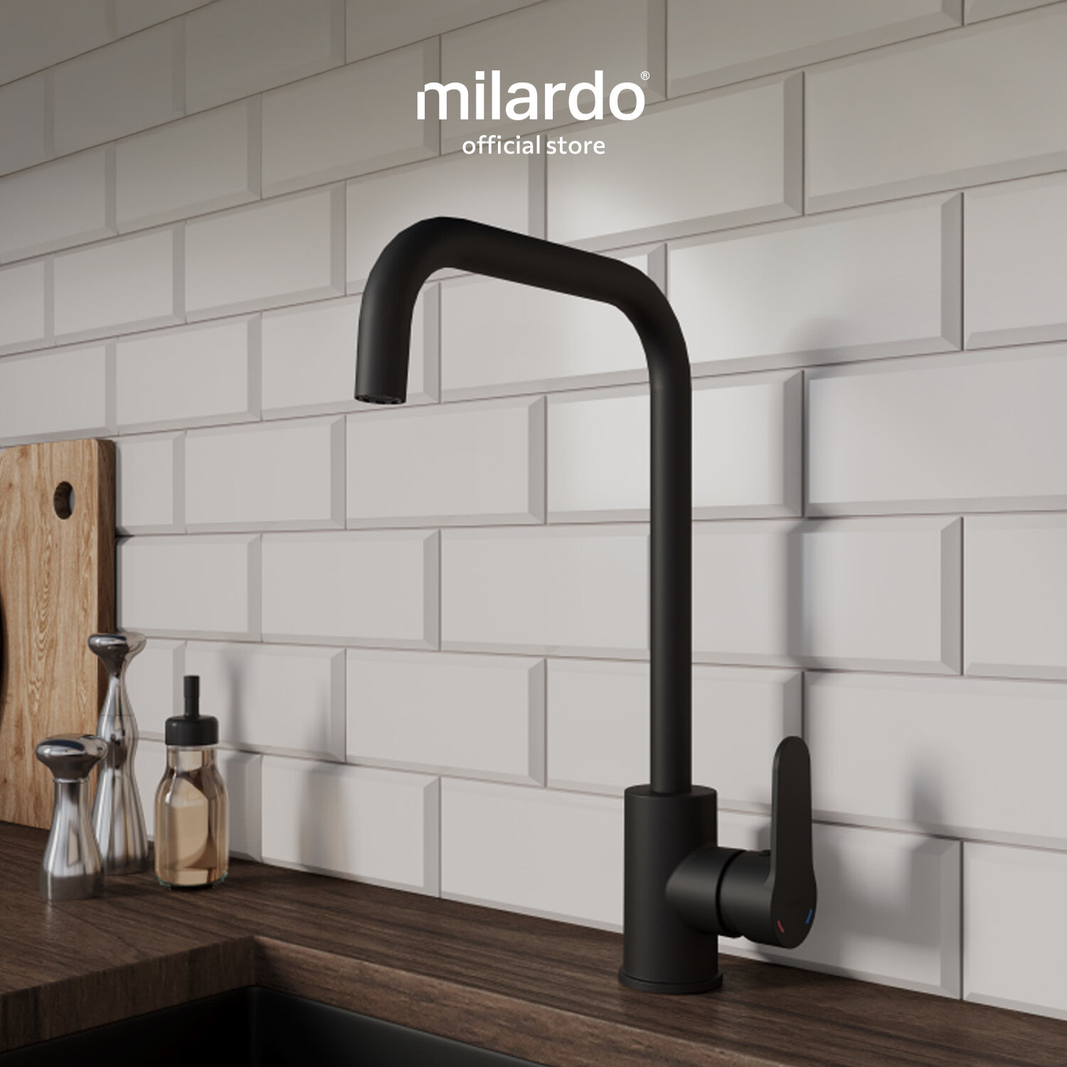 Смеситель для кухни Milardo Poli POLBLL0M05 высокий, черный матовый