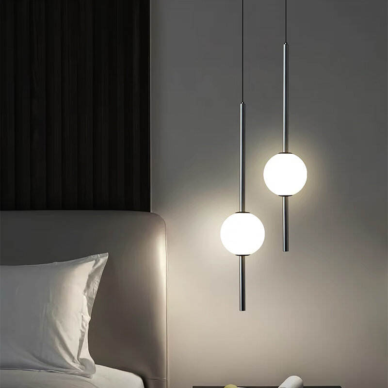 Скандинавская подвесная лампа с стеклянным плафоном — минимализм для спальни, кухни и бара