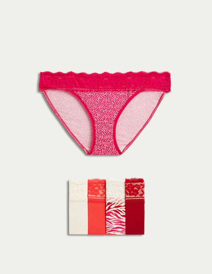 Трусы Printed Bikini Knickers Lacquer Red, комплект