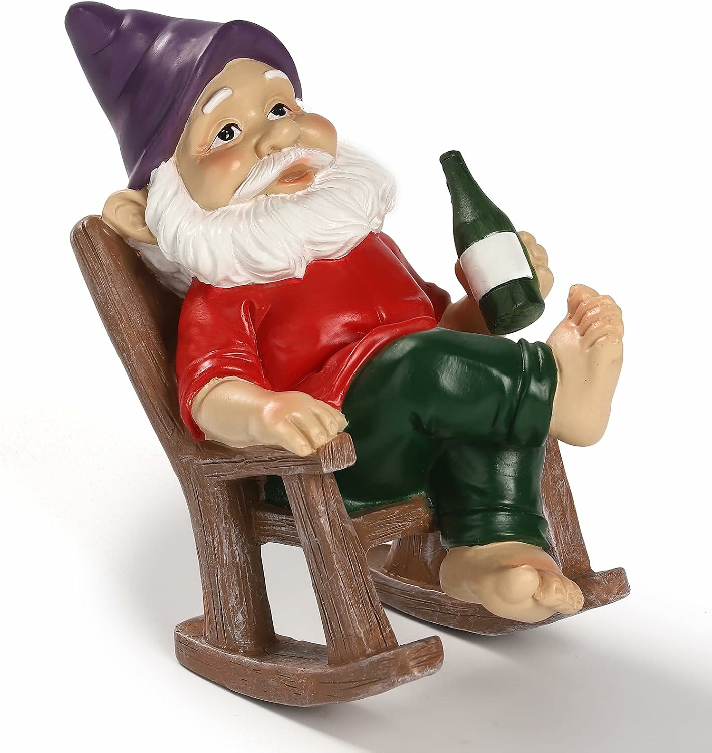 Садовый гном, сидящий в кресле-качалке. Забавная статуэтка садового гнома для украшения газона, патио и двора.