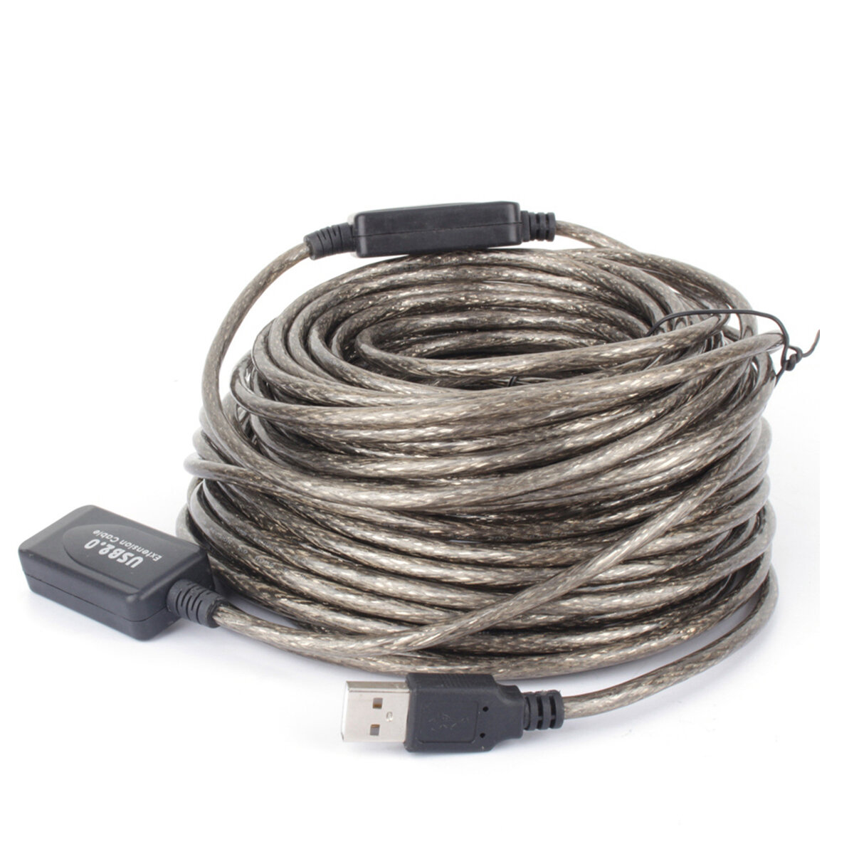 Удлинительный кабель USB 2.0 тип A (папа-мама) 10 м, черный