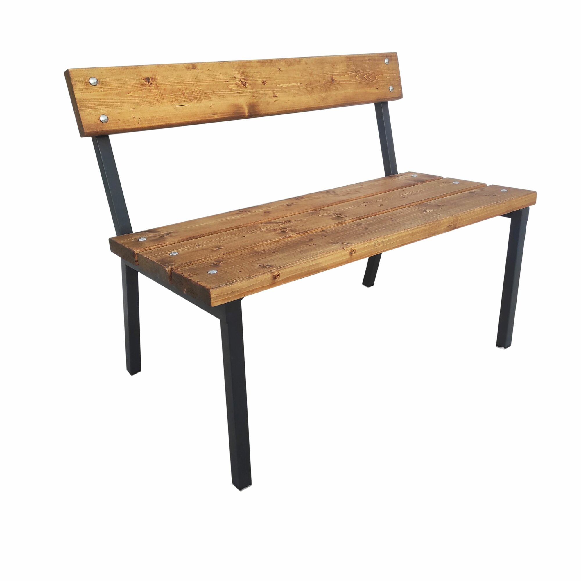 Скамья садовая со спинкой "Ультра-32". Черный каркас.