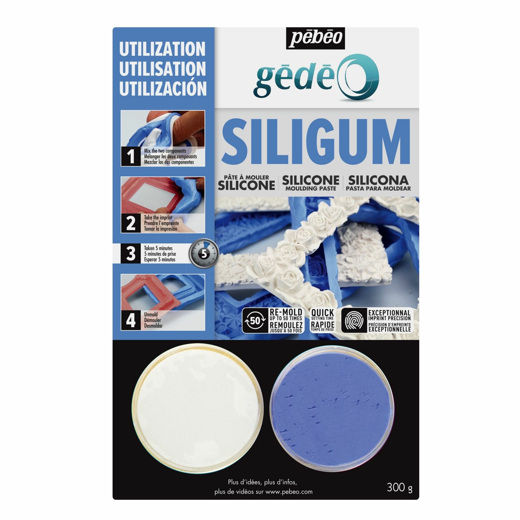 PEBEO Gedeo паста формовочная силиконовая двухкомпонентная, силикон для литья, 300 грамм, 766329