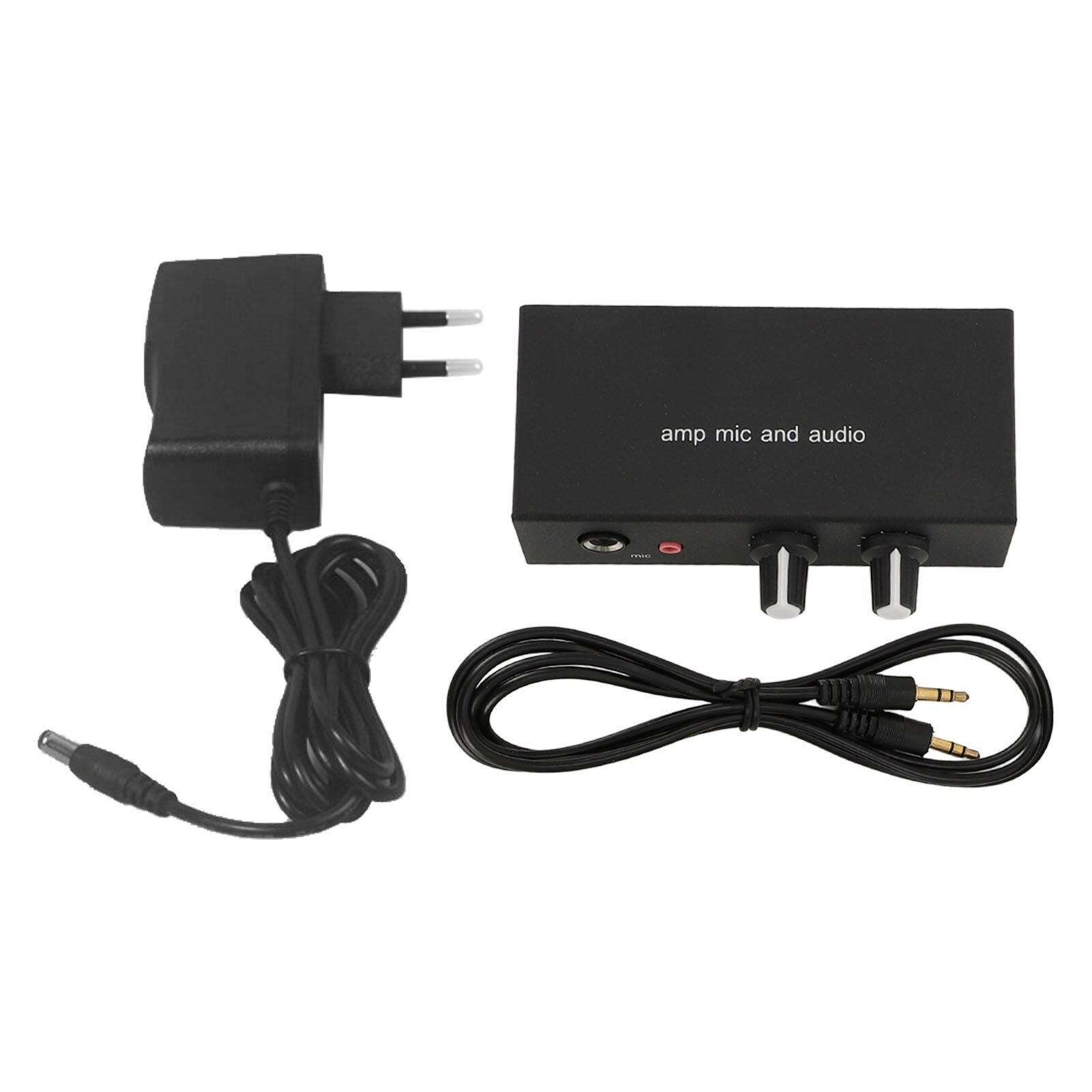 Стерео предусилитель: 3 выхода, 6.5/3.5 мм, микрофонный усилитель, вилка ЕС