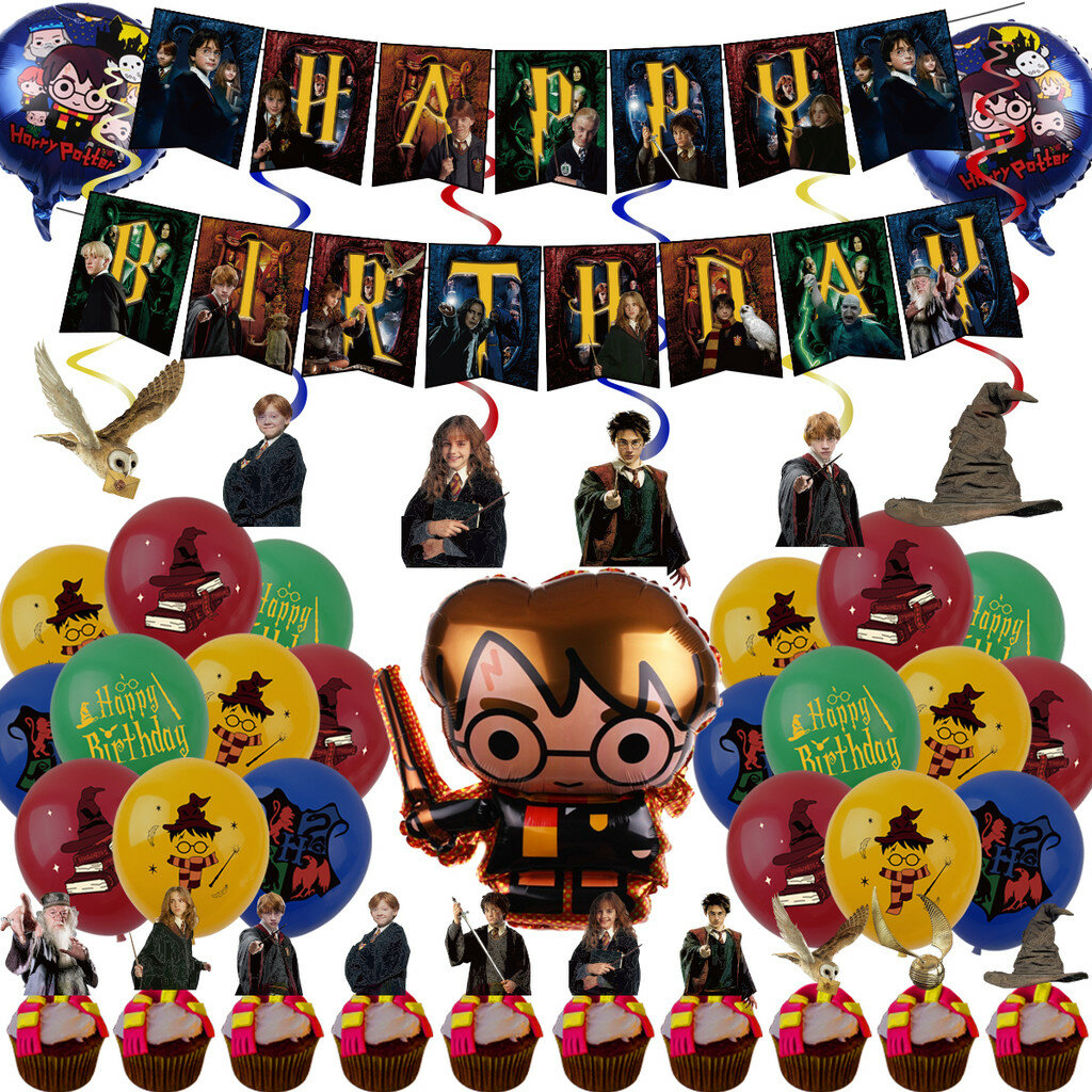 Charming party decorations cake toppers spiral hanging decor aluminum foil balloons set